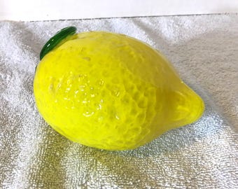 Set of 3 Vintage Hand Blown Art Glass Lemons, Murano Style Glass Lemons ...