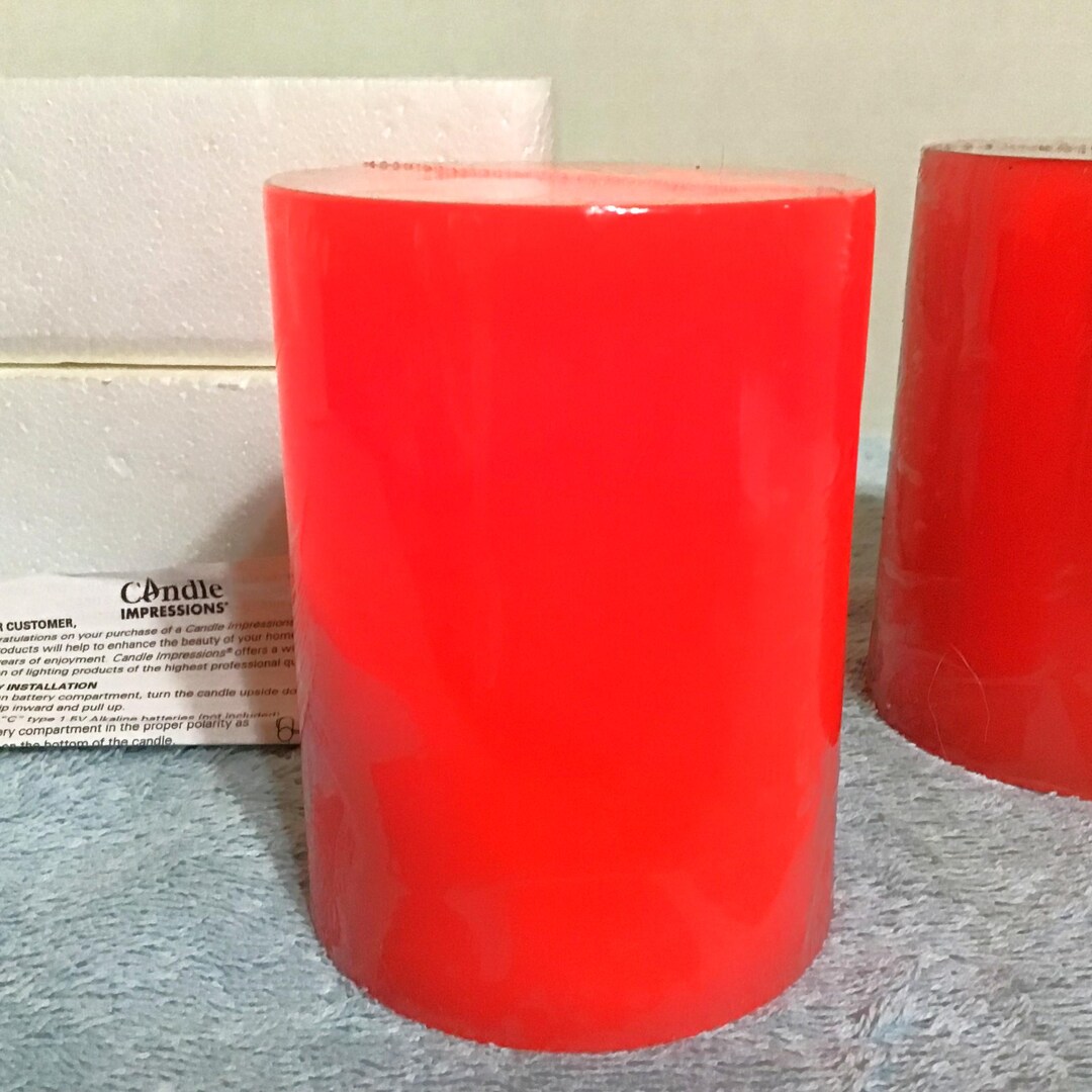 Candle Impressions Set of 2 Pilar Style Candle Red Flicker Battery ...