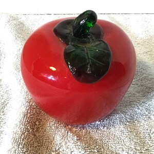 Murano Style Glass Apple Fruit Hand Blown Red Green - Etsy