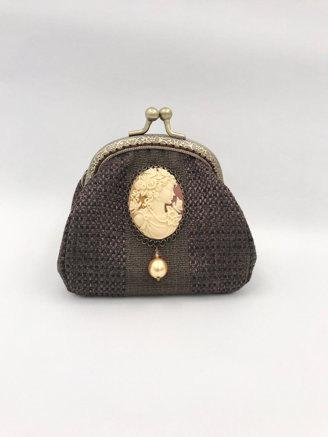 Vintage Spirit Metal Clasp Purse, Purse With Cameo, Retro Decoration ...