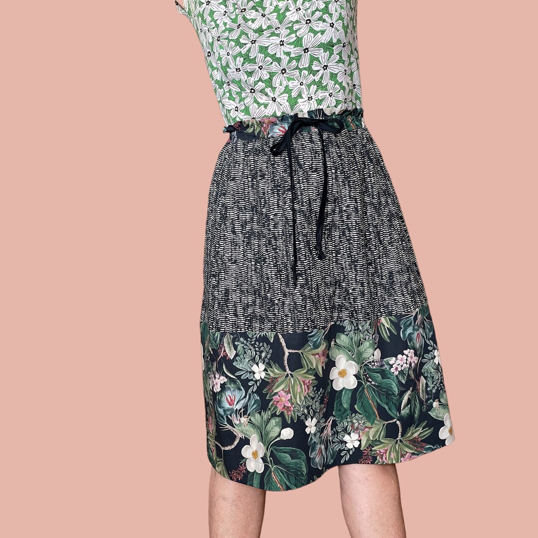 Drawstring Waist Skirt in 2 Printed Cottons for Sizes 38 to 44 - Etsy