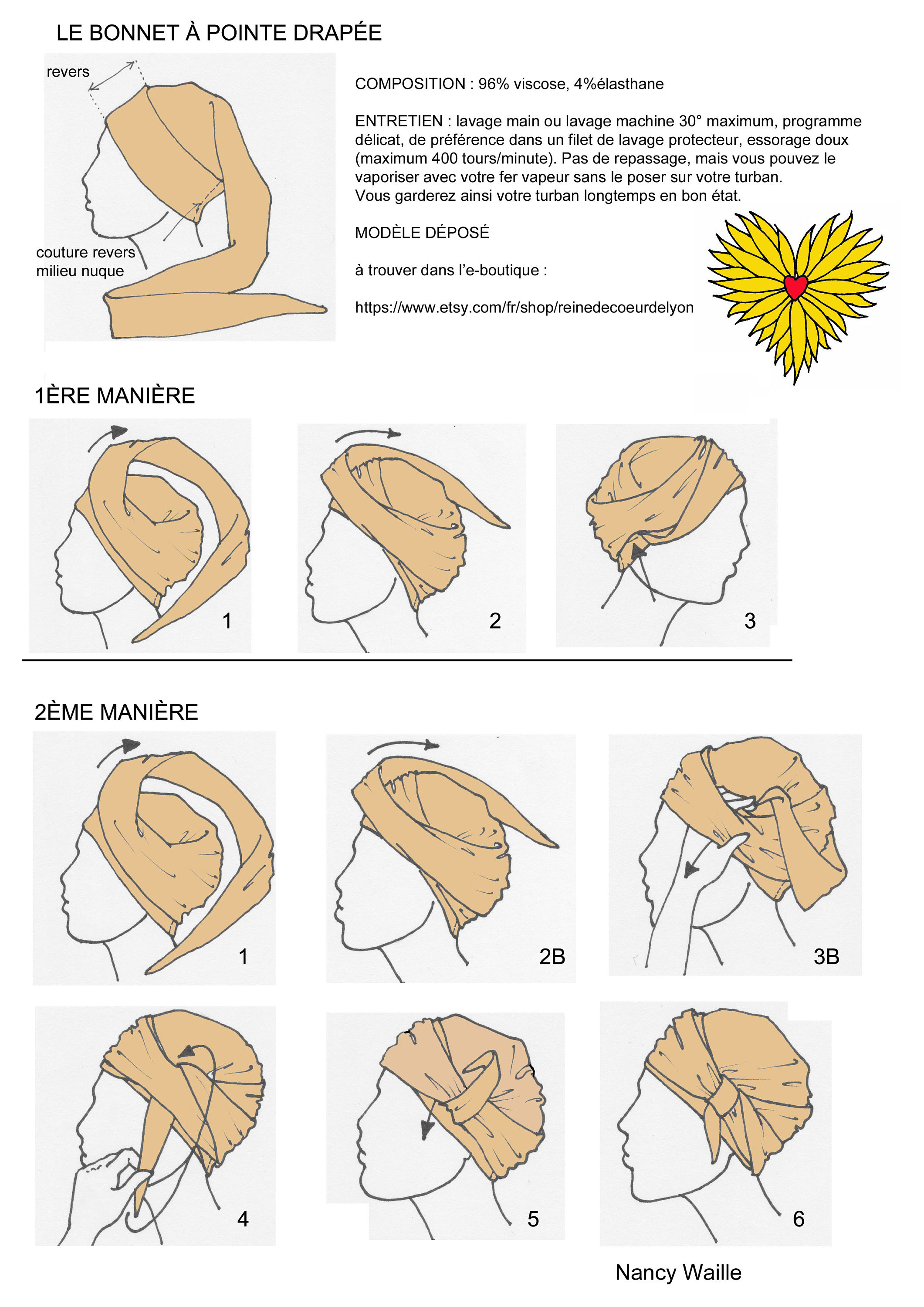 Woman Turban in Blue French Jersey With Flowers - Etsy