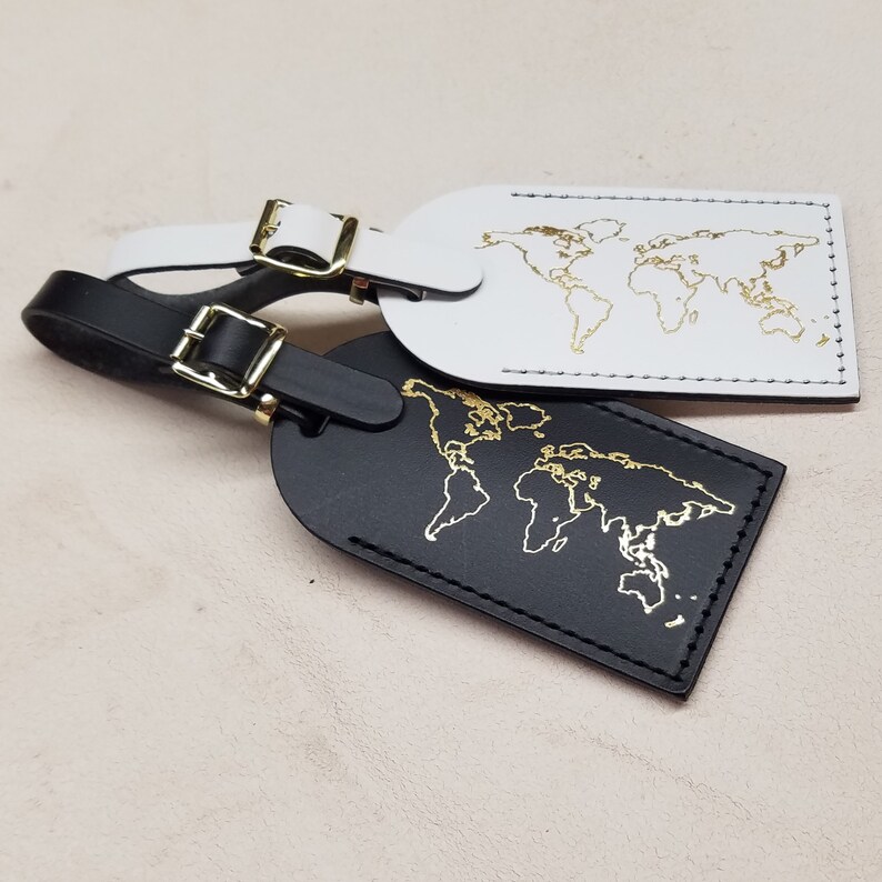 Outline of World Map Luggage Tag Gifts Traveler Wedding | Etsy