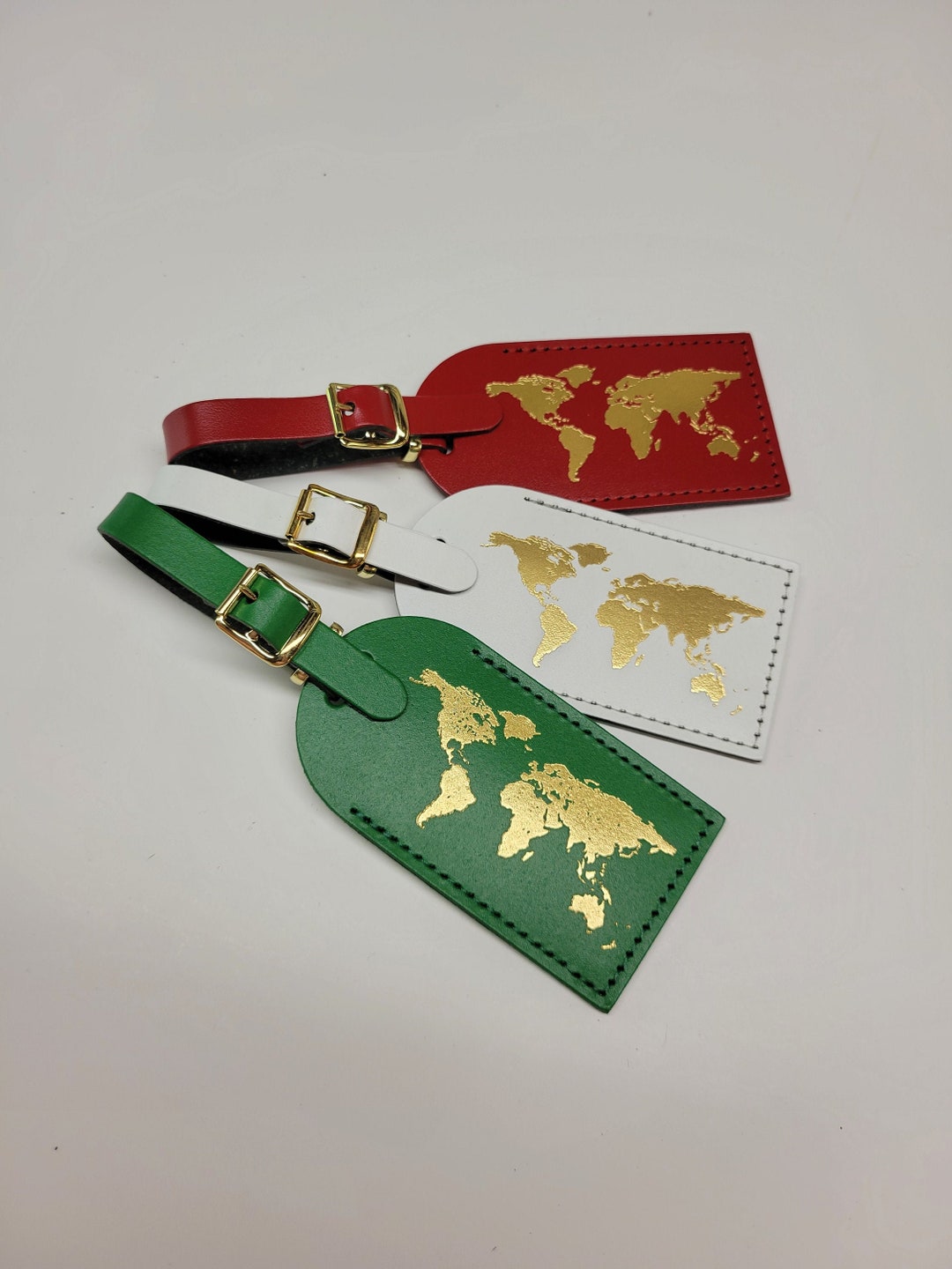 Original World Map Luggage Tag: Traveler Gift, Made in USA ...