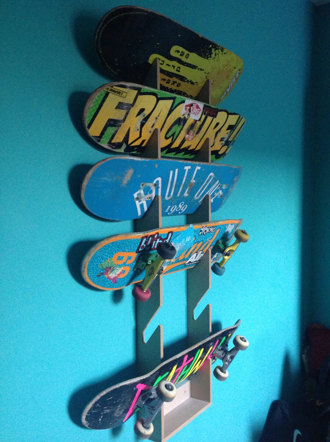 Skateboard Rack. Wall Mounted. Holds up to 6 Decks. - Etsy
