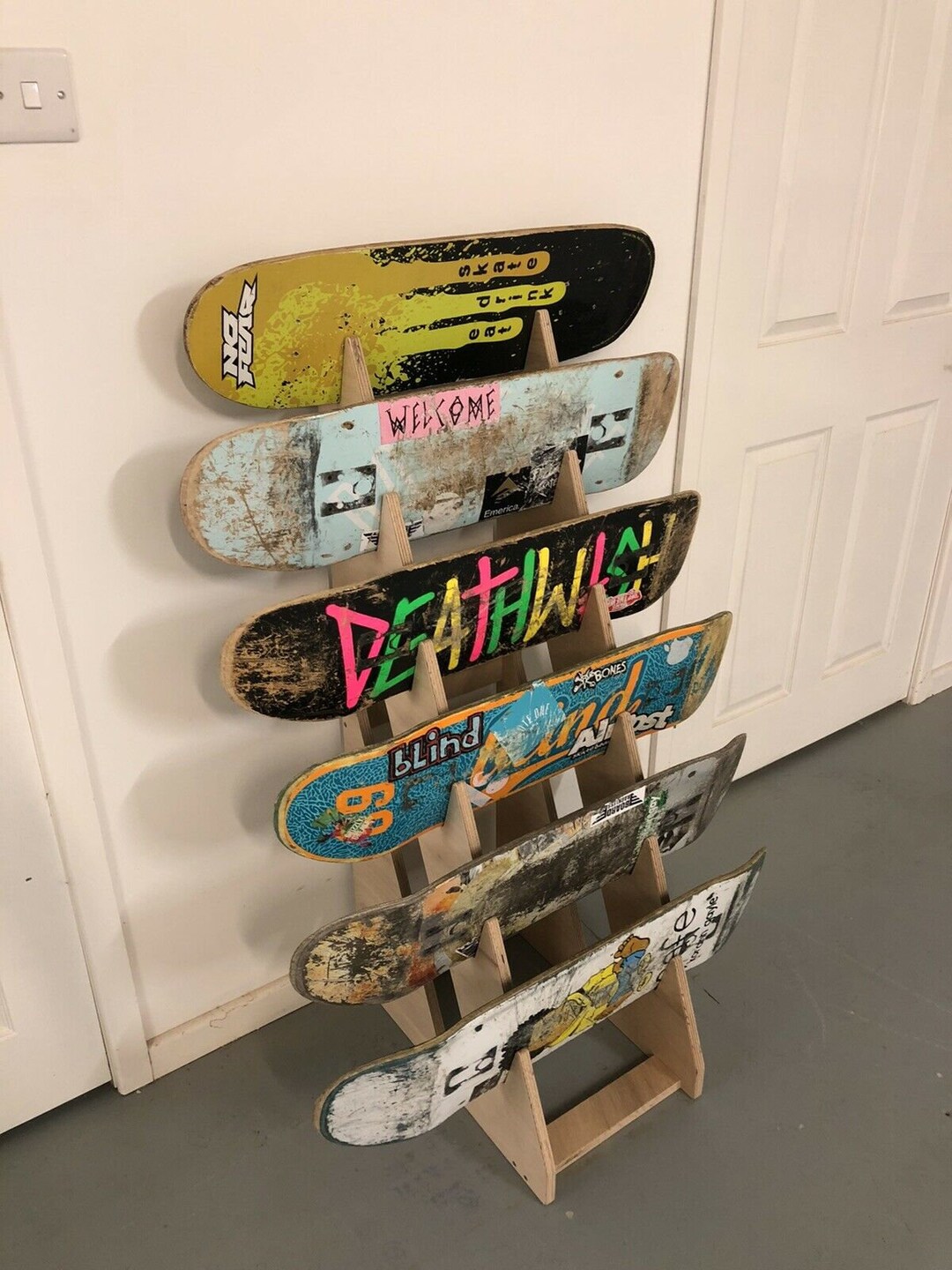 Free Standing Skateboard Rack - Holds 6 Decks - Etsy