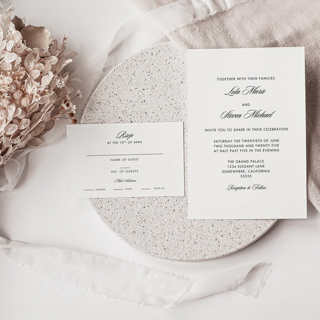 Simple Modern Wedding Invitation: Minimalist Design (digital) - Etsy