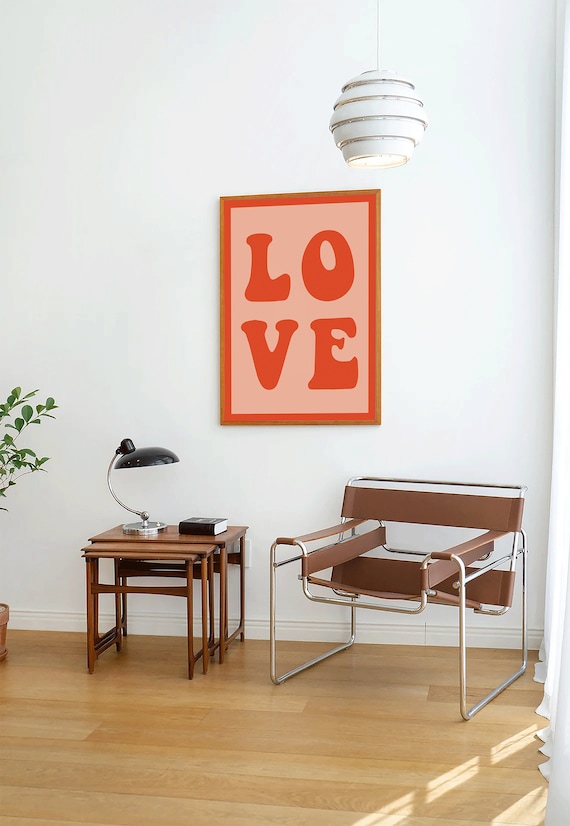 Large Printable Art Retro Wall Decor Digital Download Print LOVE Wall ...