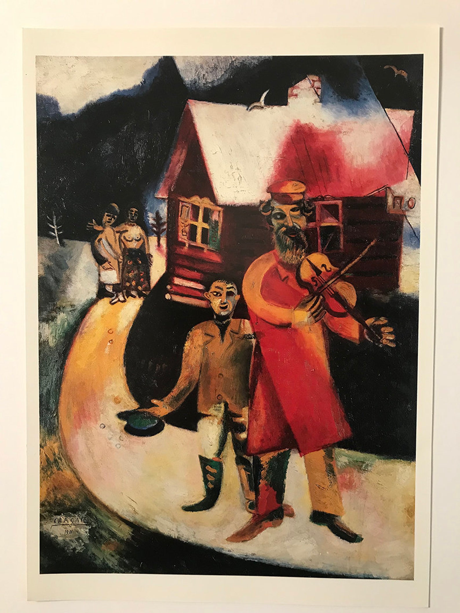 Marc Chagall, the Fiddler, Vintage Lithograph, Print, 43x30cm, Mid ...