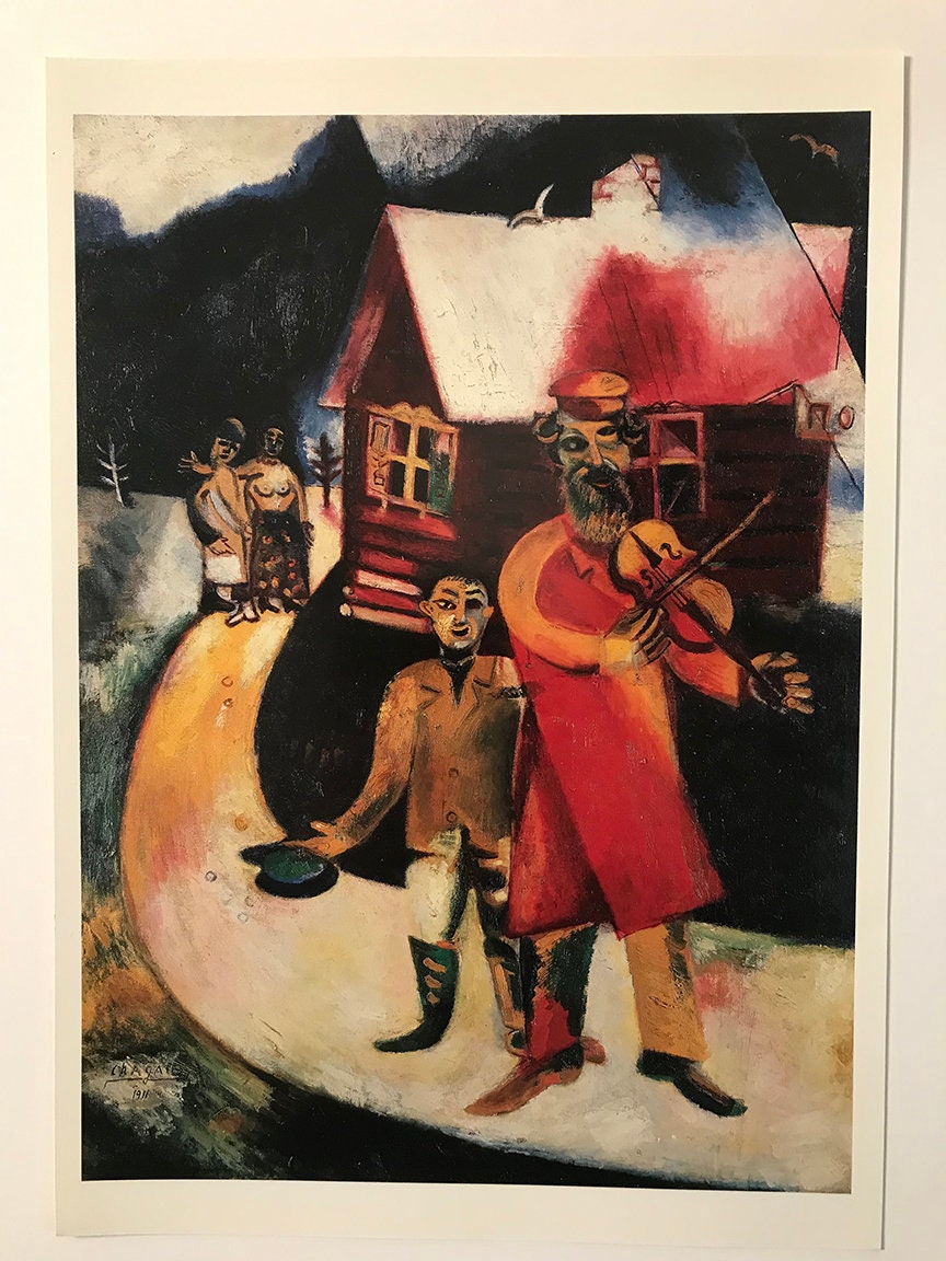 Marc Chagall, the Fiddler, Vintage Lithograph, Print, 43x30cm, Mid ...