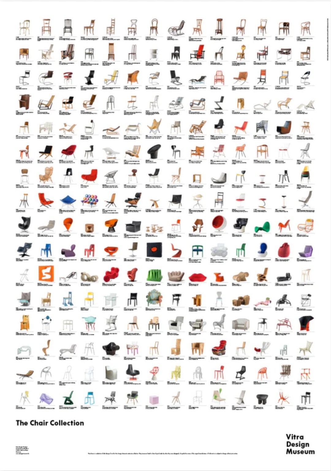 Vitra the Chair Collection Large Museum Exhibition Poster Wall Art ...
