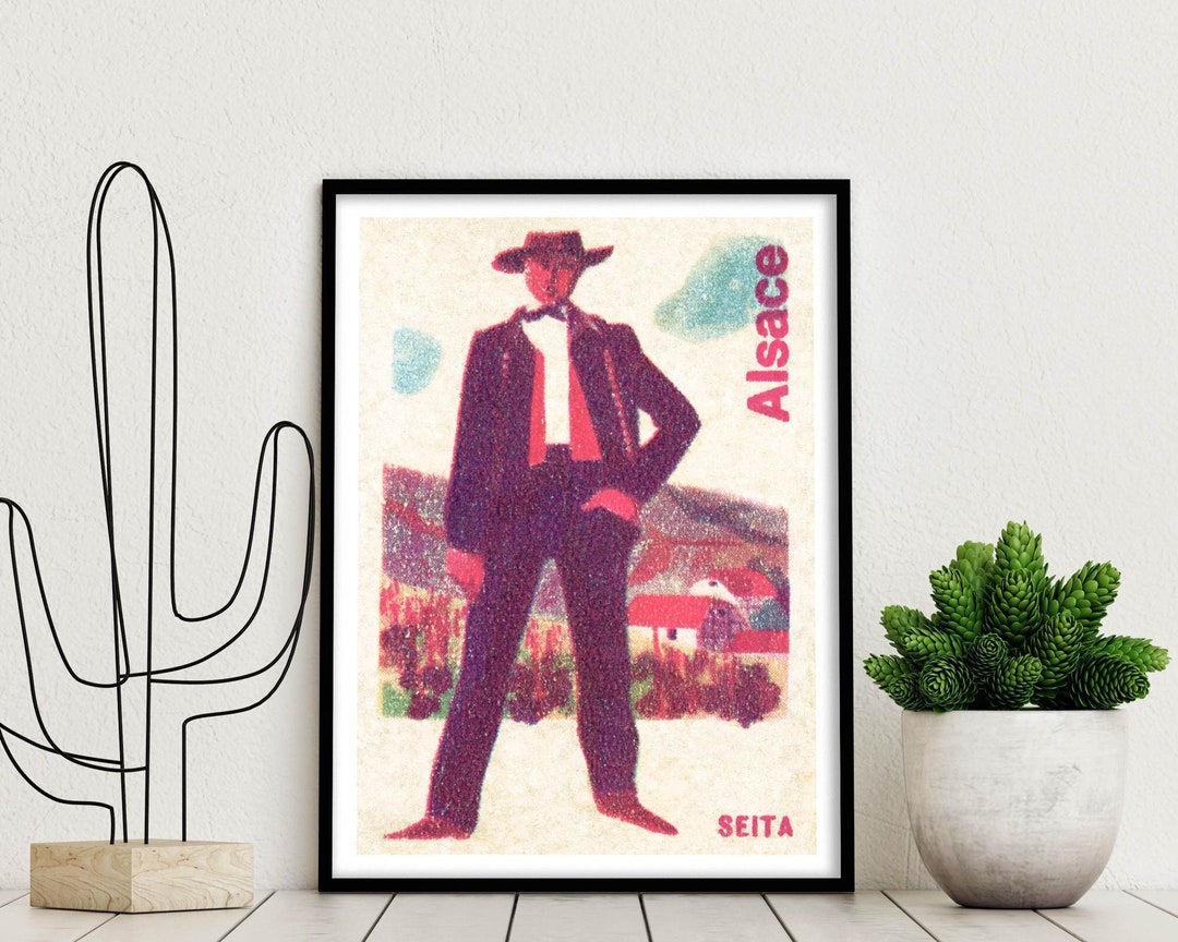 Alsatian Man Art Print | Retro Large Wall Art | Vintage Matchbox Label ...