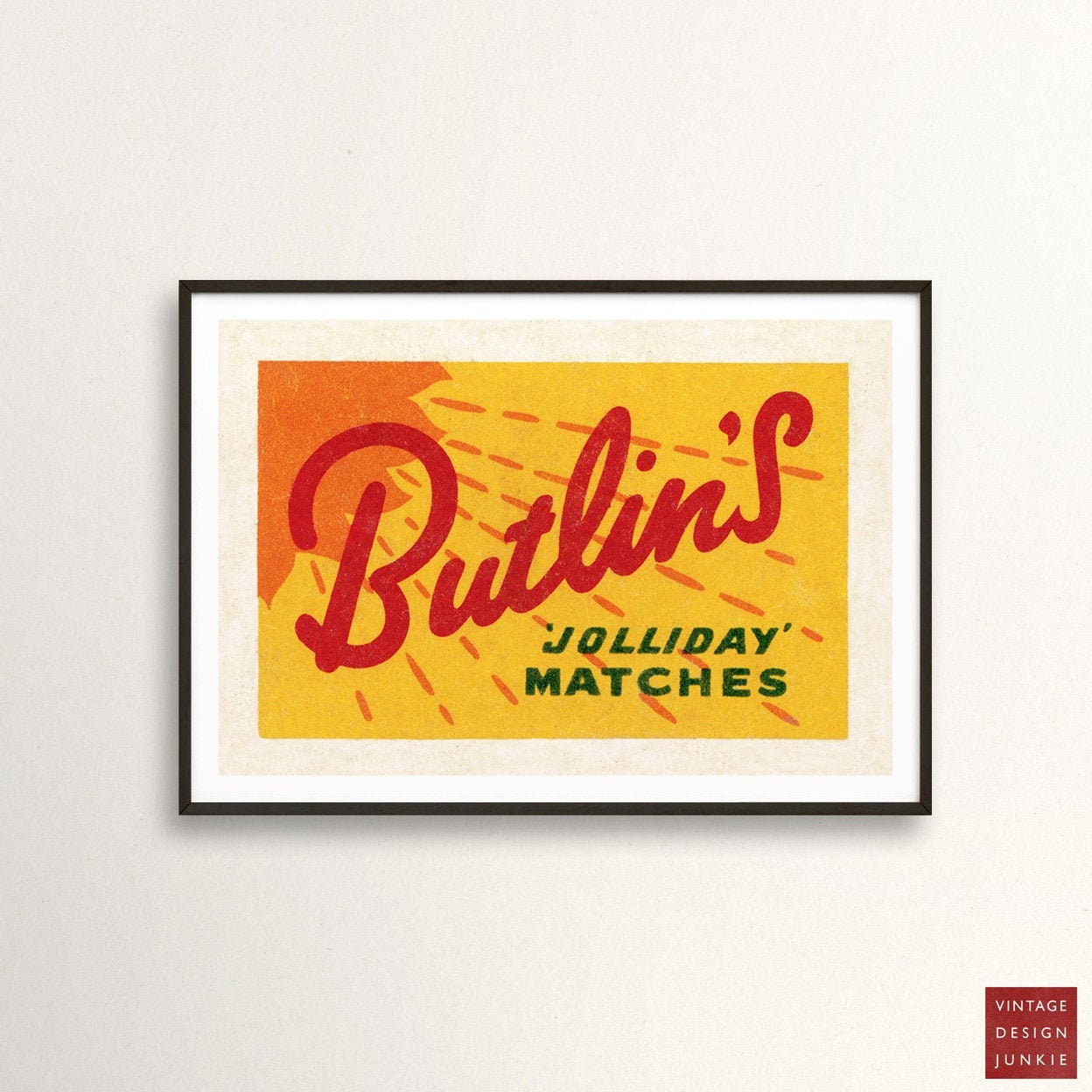 Butlin's Holidays Art Print Retro Sun Vacation Poster Vintage Matchbox ...