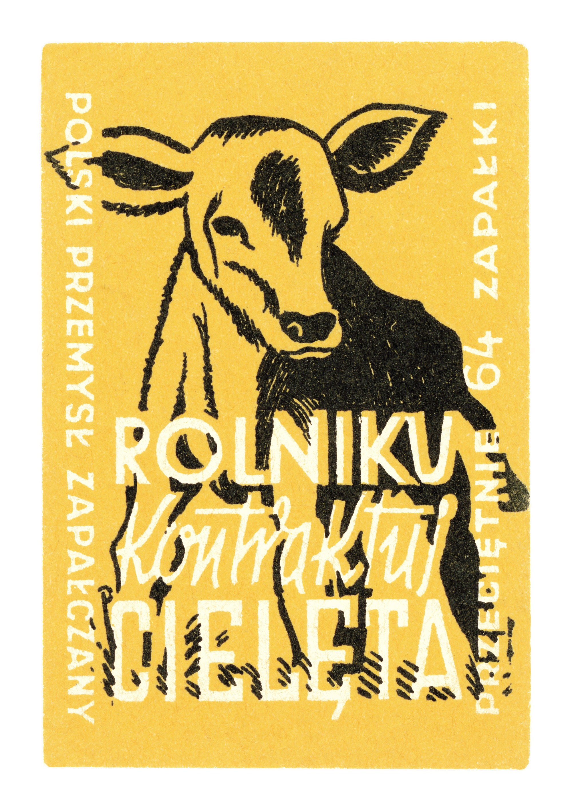 Calf Farming Poster | Polish Vintage Matchbox Label | Large Retro Wall ...