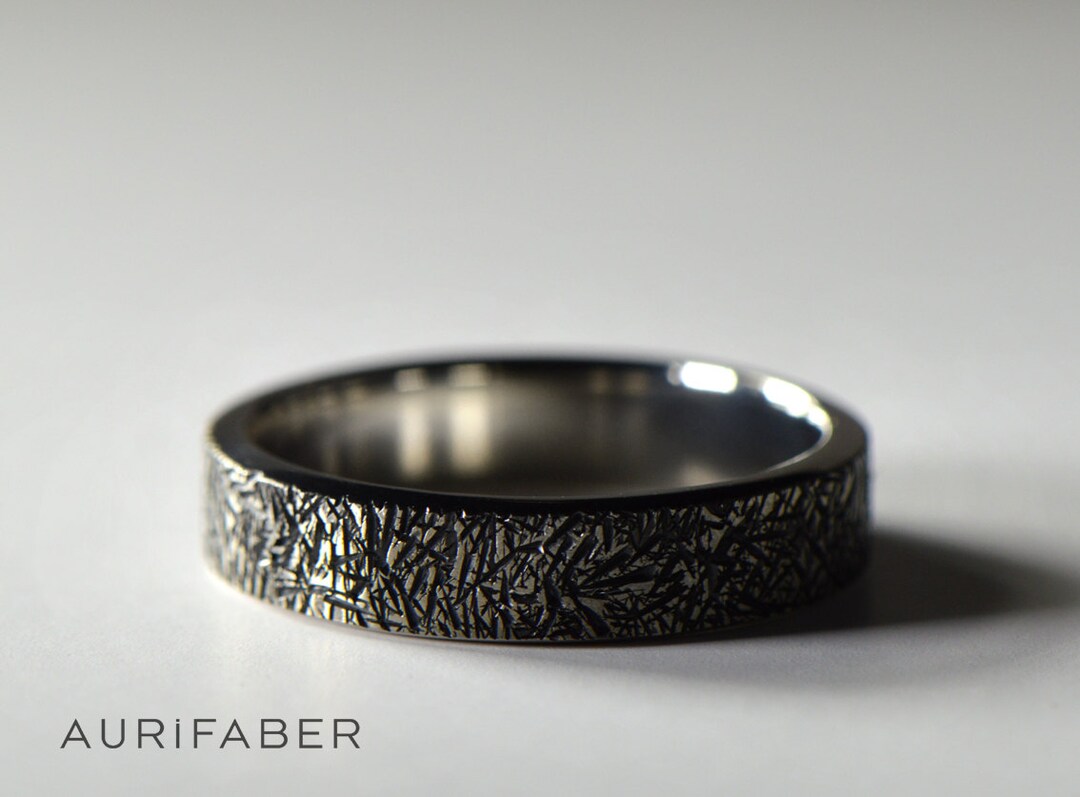 Zirconium Ring With Grain Texture Surface. Handmade Zirconium Ring With ...