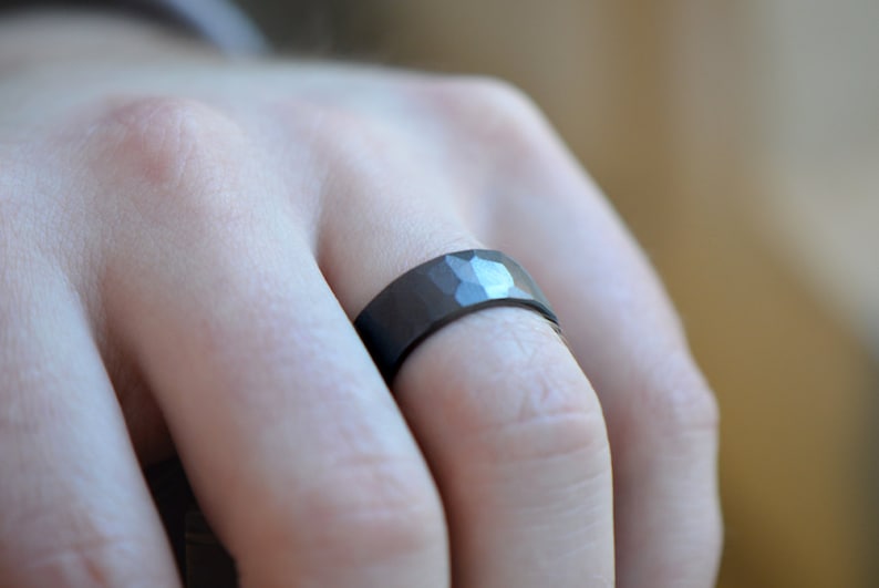 Mens Heavy Duty Zirconium Ring. Handmade Black Zirconium Ring With ...