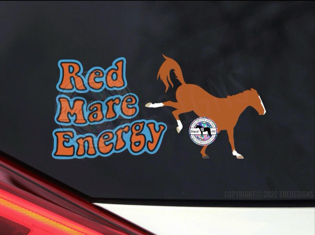 Red Mare Energy With Bucking Horse - Chestnut Mare - Car/trailer ...