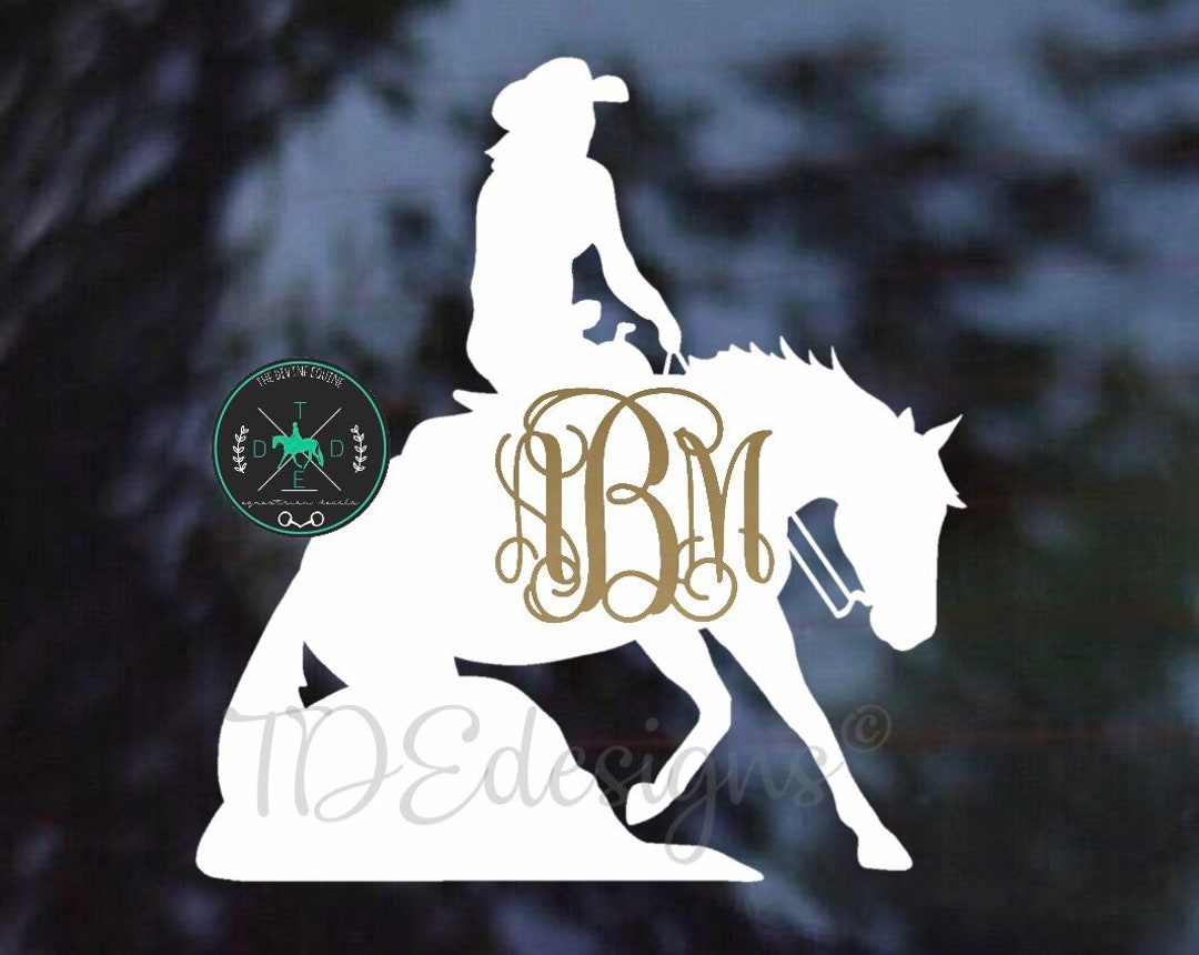 Western Reining Horse Front Facing Vinyl Monogram Car/tumbler/laptop ...