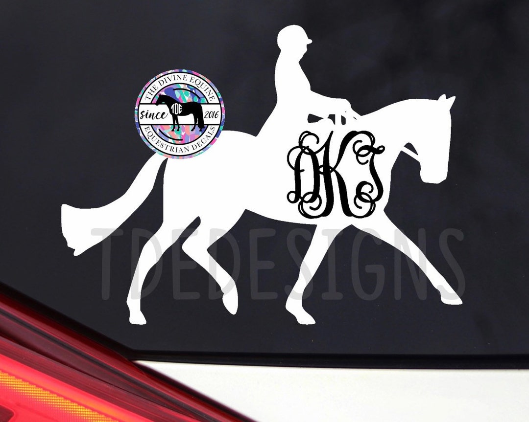 Dressage Monogram Horse Vinyl Car Decal Extended Trot - Equestrian ...