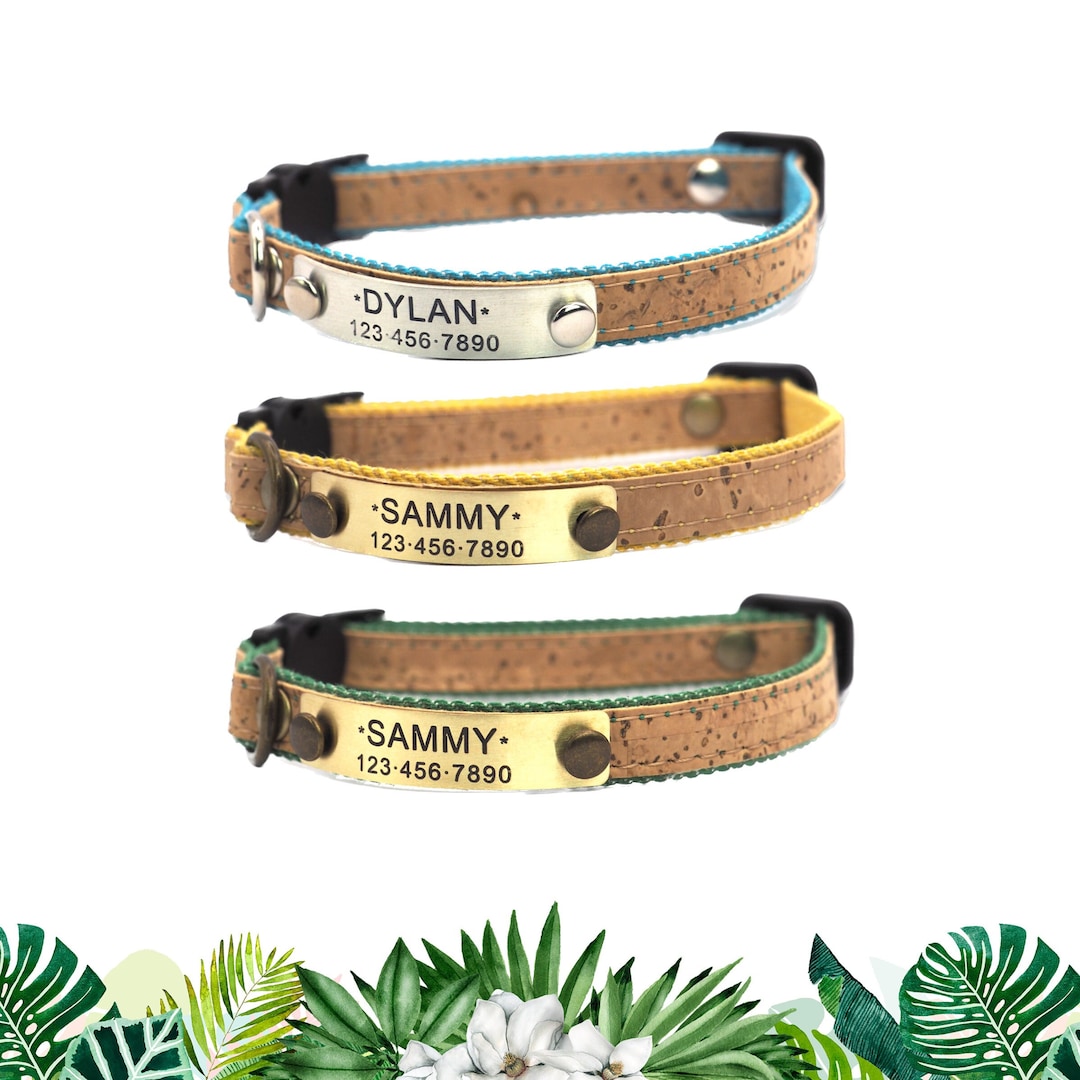 Safety Clasp Cat Collar Personalized With Name ID Tag, Lightweight Soft ...