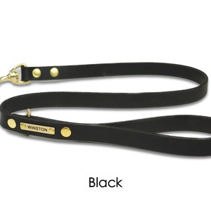 Personalized Leather Dog Leash: Handmade Full Grain With Brass Name ...