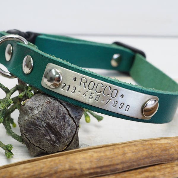 Green Leather Collar - Etsy