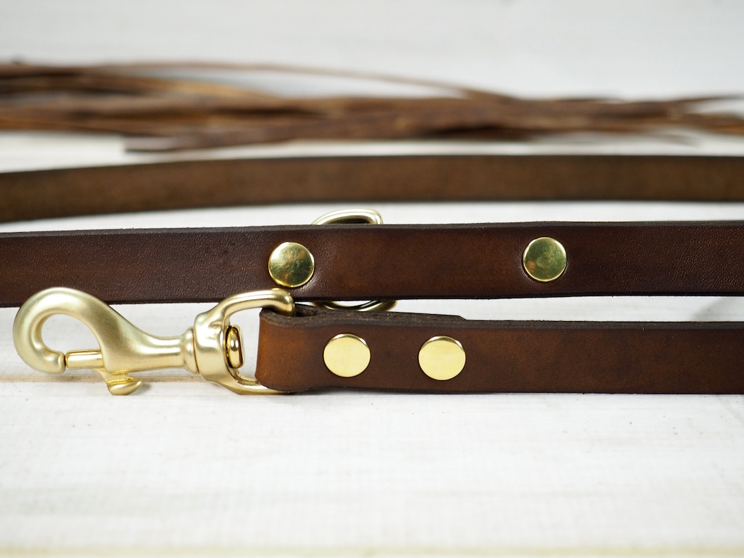 Handcrafted Rustic Brown Leather Dog Leash: Solid Brass Hardware - Etsy