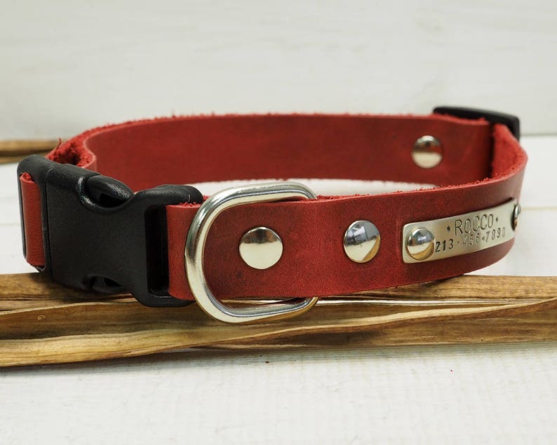 Red Dog Collar Small & Medium Dog Collar Leather Dog Collar - Etsy
