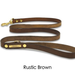 Personalized Leather Dog Leash: Handmade Full Grain With Brass Name ...