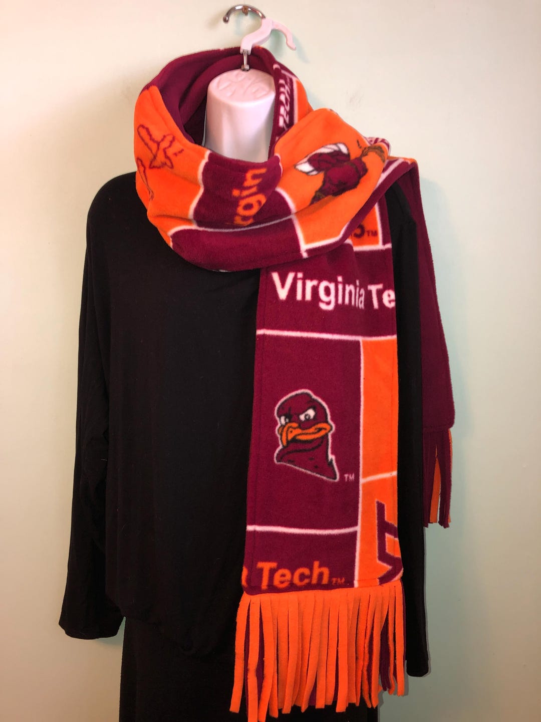 Virginia Tech Hokies Lined Fringed Unisex Scarf - Etsy