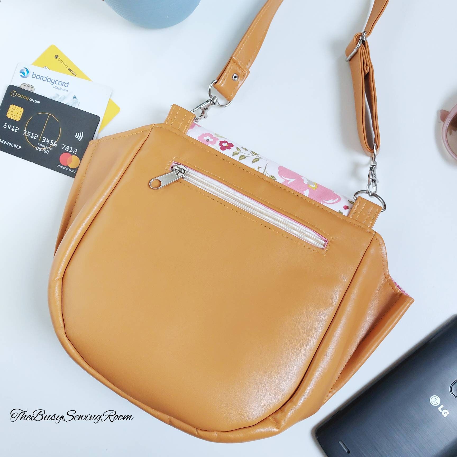 Small Crossbody Bag in Tan Faux Leather With Floral Accent - Etsy UK