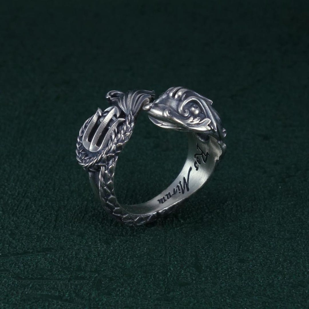 Poseidon Ring, Dolphin and Trident, Greek Mythology, Fantastic Sea ...