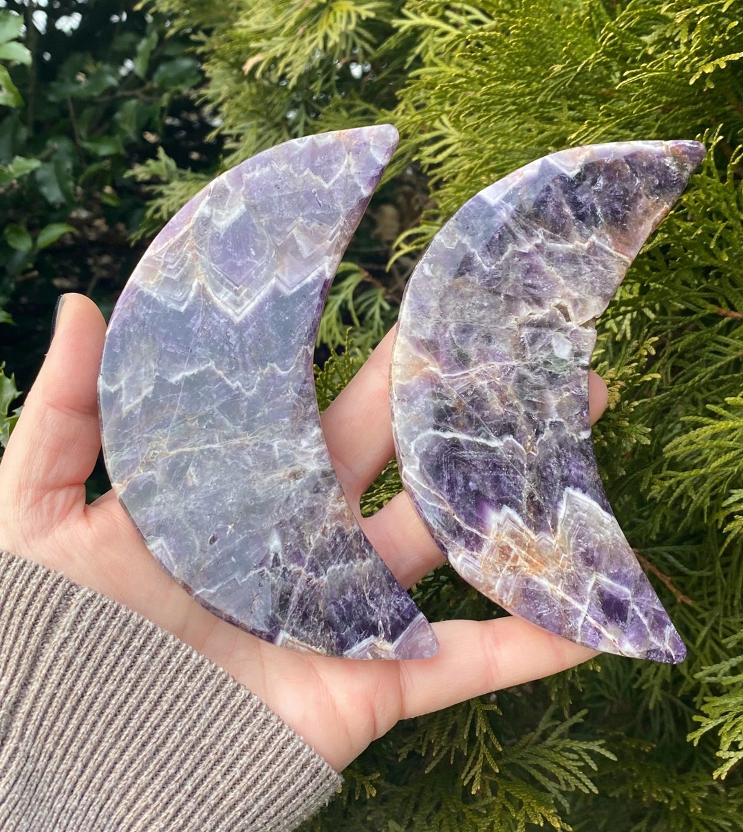 AMETHYST Moon, Dream Amethyst Crystal, Chevron Amethyst, Polished Moon ...