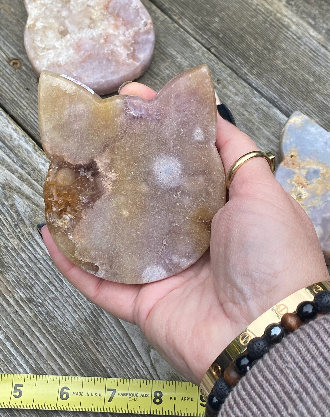 Pink Amethyst Cat CRYSTAL PINK CAT Figurine Cat Face Crystal Pet Lovers ...