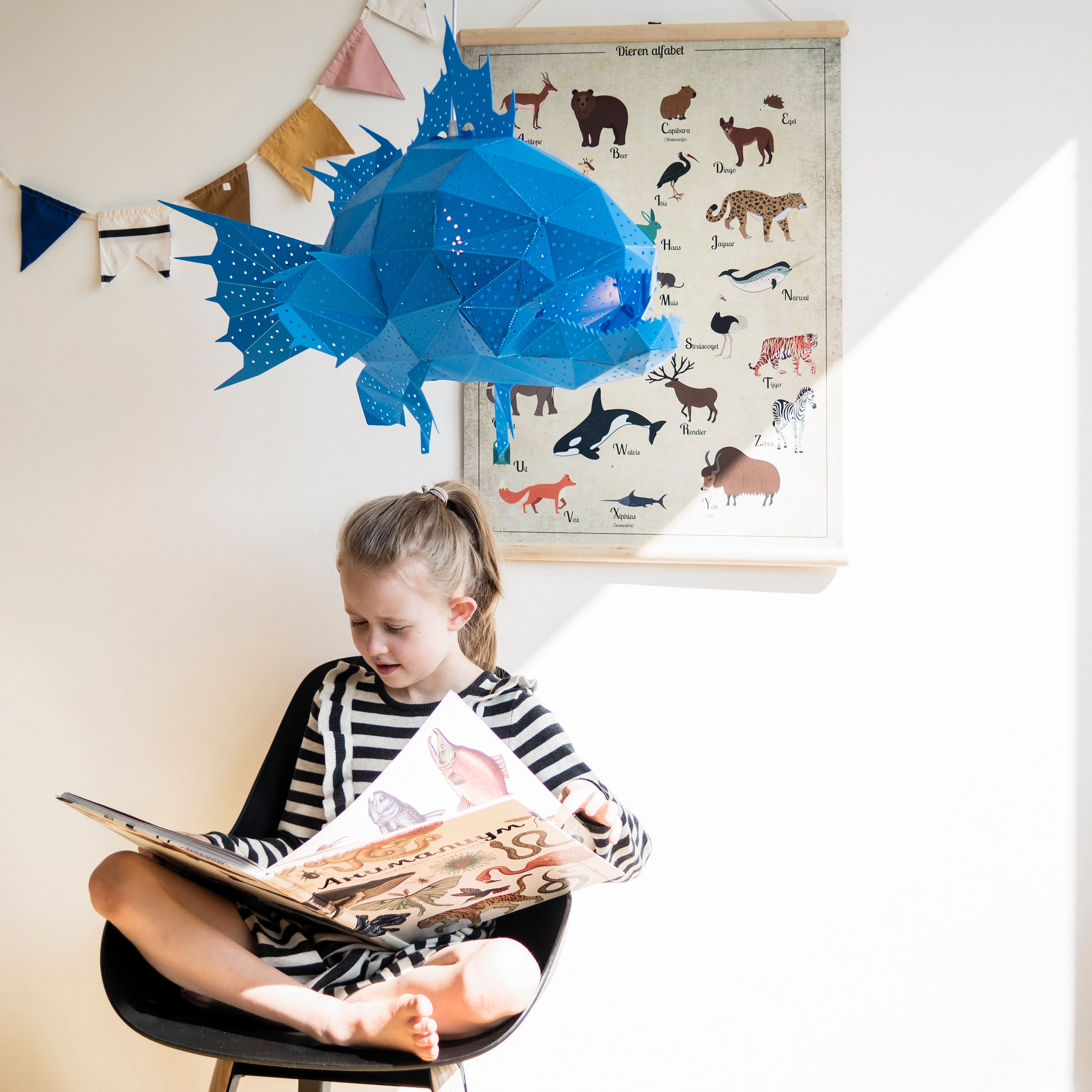 Lapu Lapu Blue Light, Origami Lighting, Nursery Lamp, Master Bedroom ...