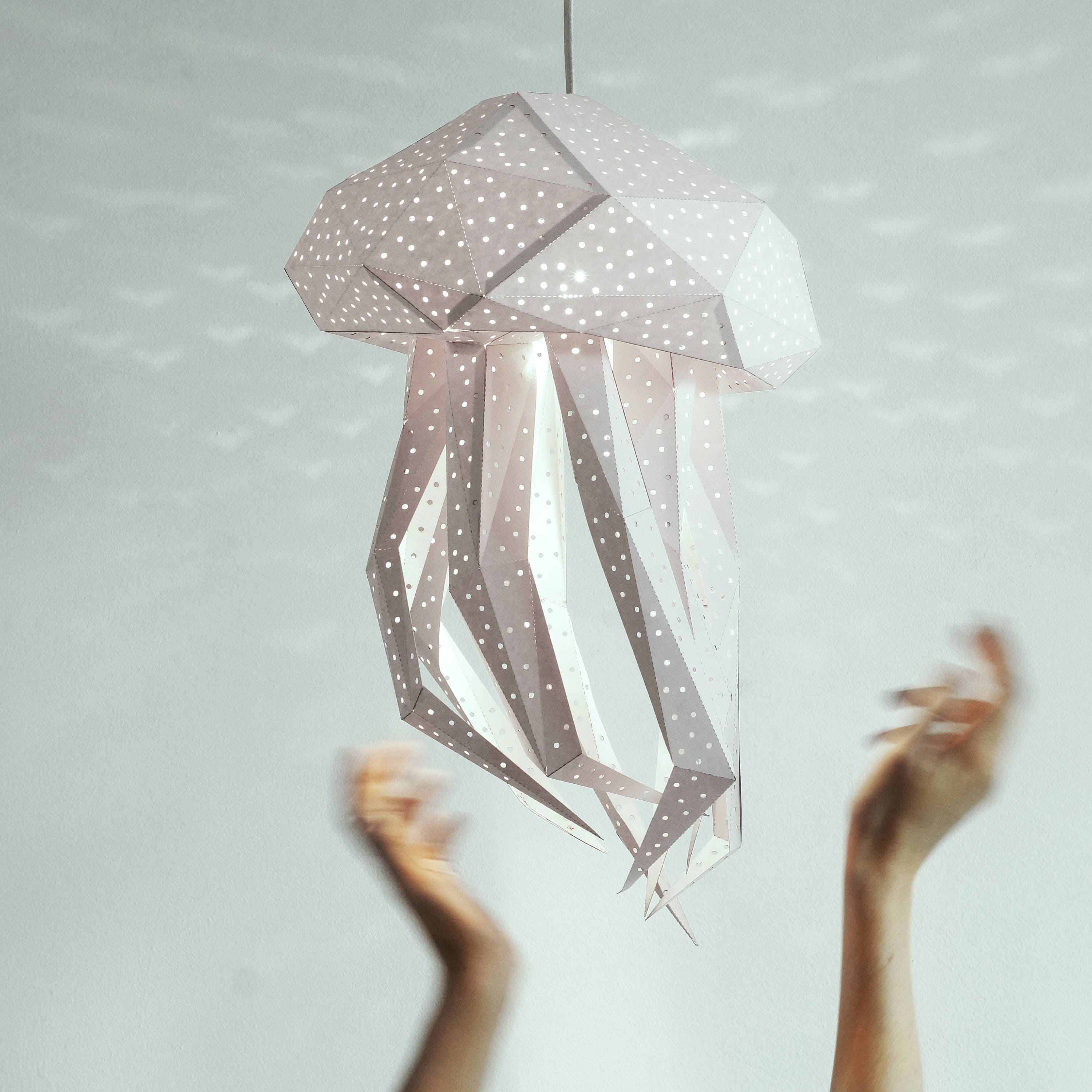 Jellyfish Paperlamp, 3d Paper Sculpture, Origami Lamp, Nursery Lamp ...