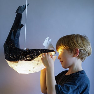 Baby Whale Light, Whale Lamp, Nursery Lamp, Origami Lamp, Geometric ...