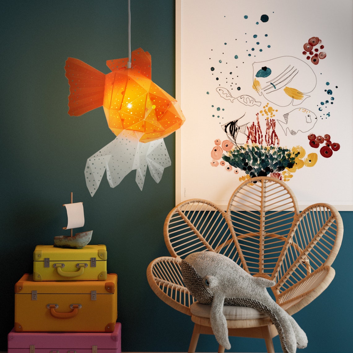 Baby Goldfish Lamp Children's Room Nursery Lamp Pendant | Etsy