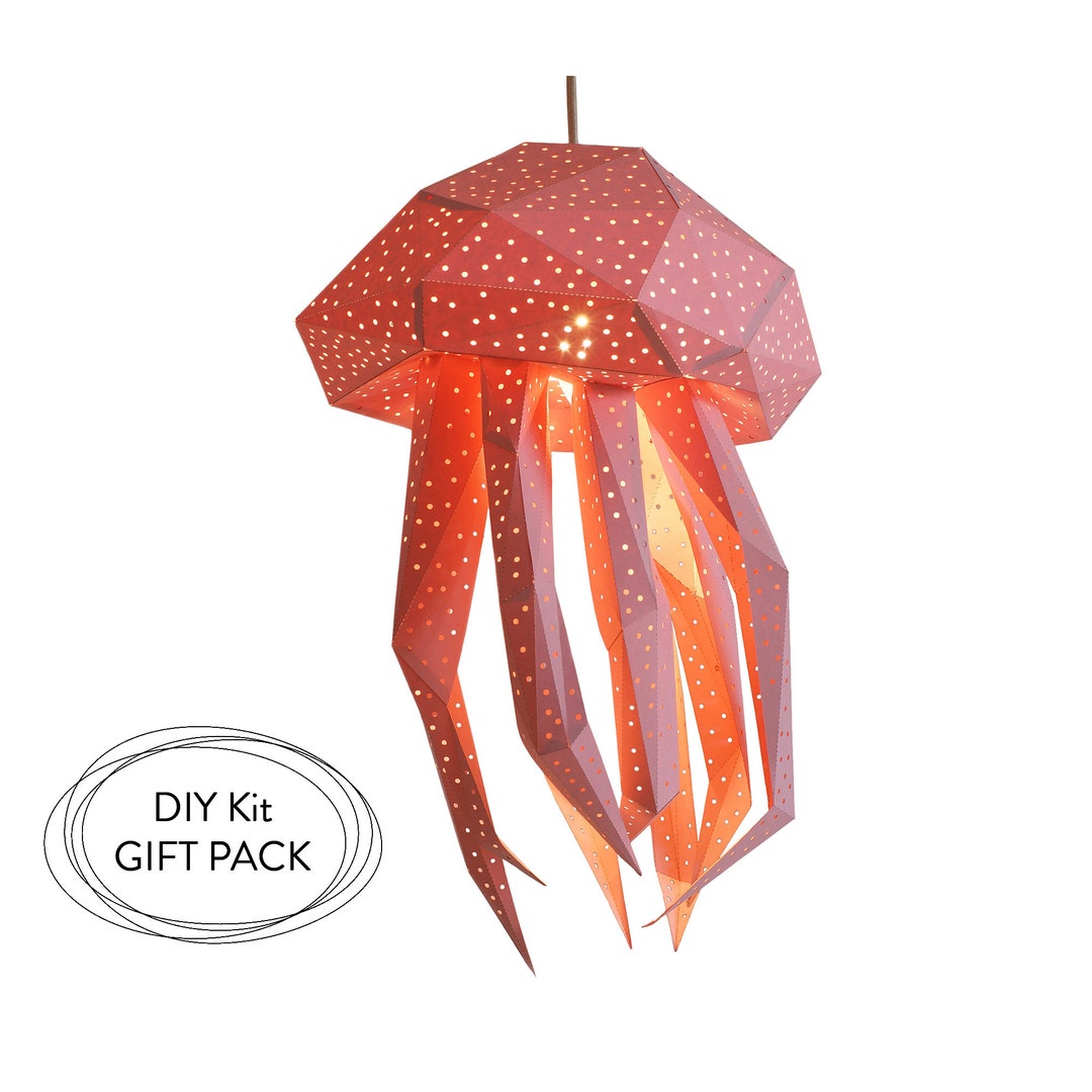 Jellyfish DIY Lampshade, Paper Lamp Shade, Livingroom Decor, Geometric ...