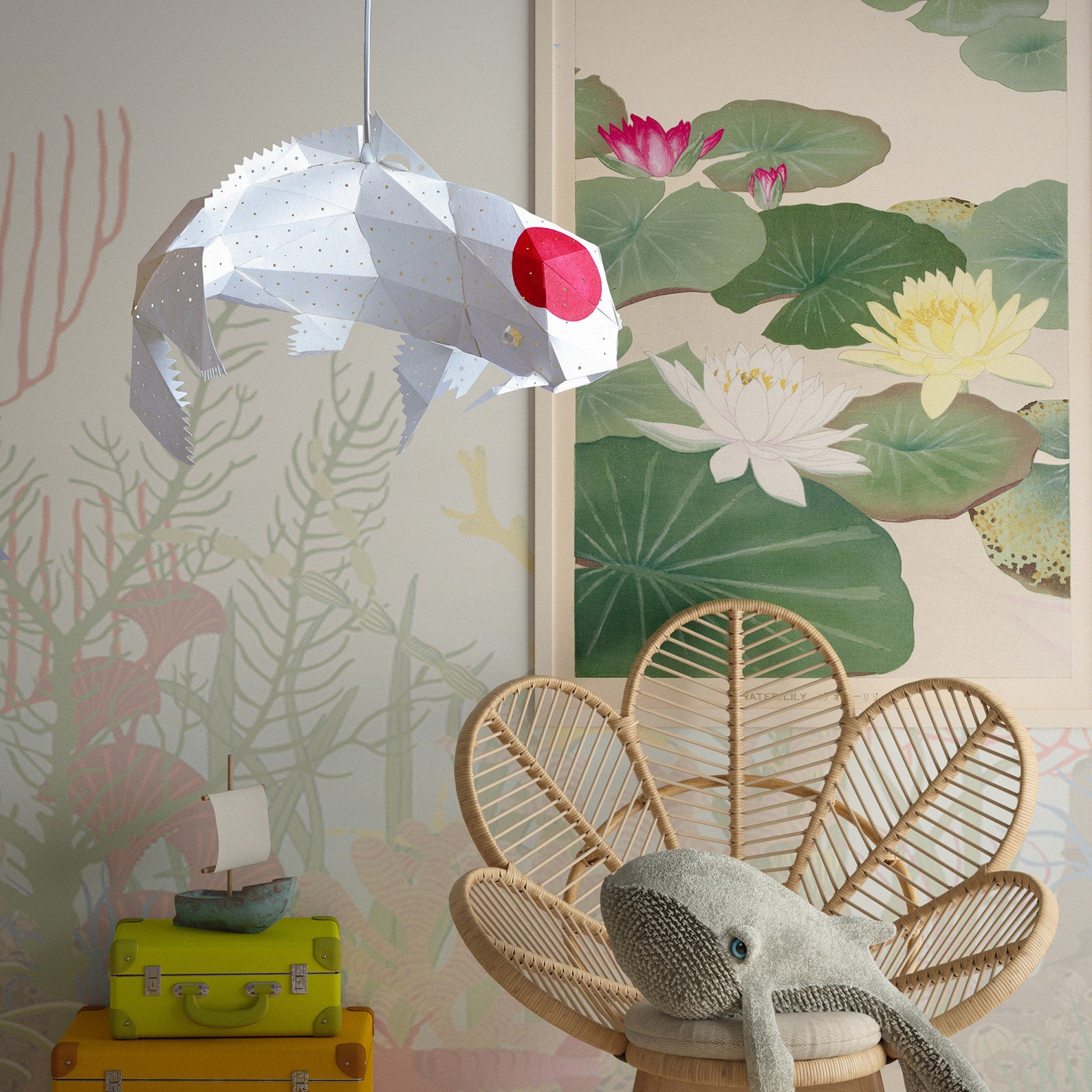 Japanese Lantern, Koi Fish, Cool Lamp, Japandi Decor, Baby Night Light ...
