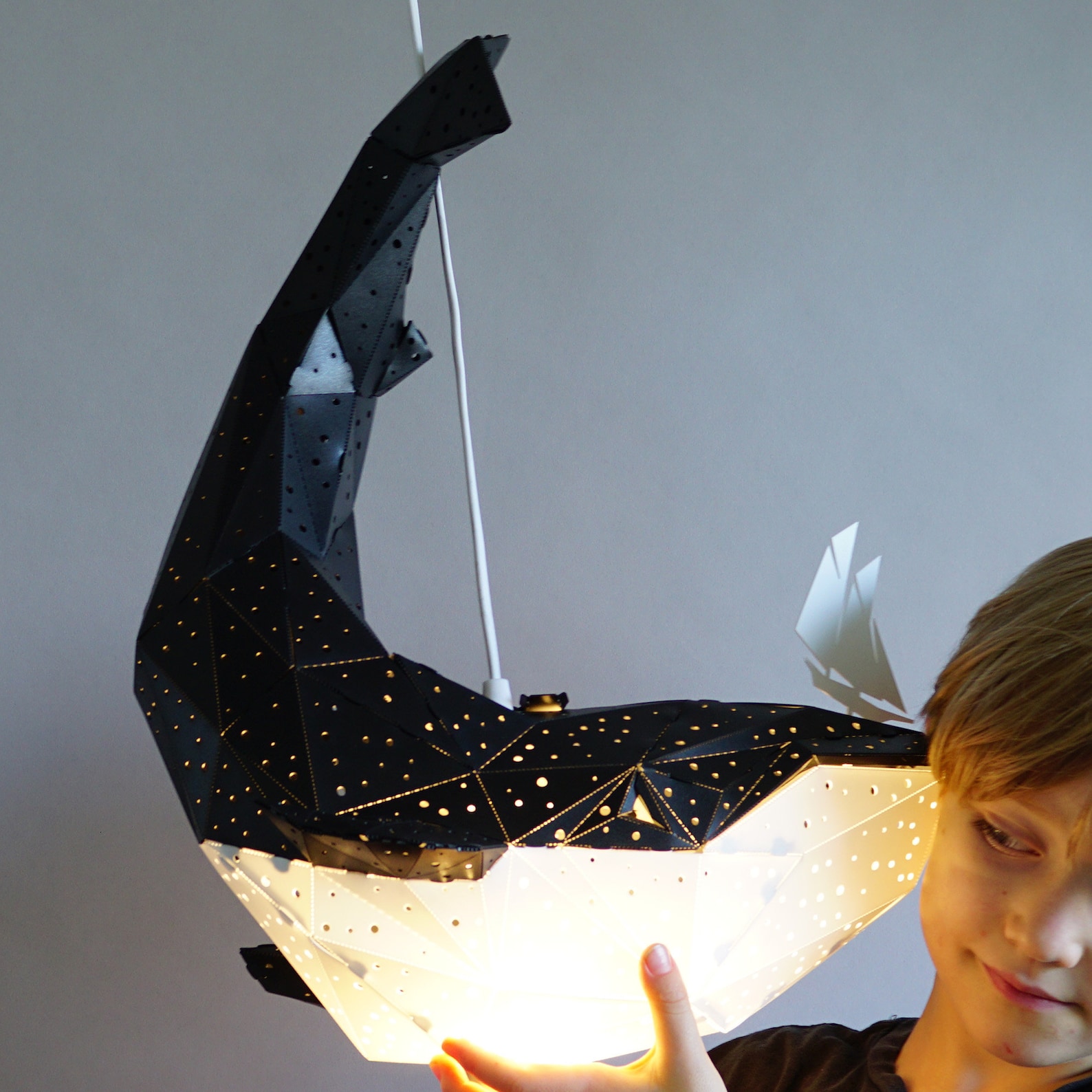 Baby Whale Light, Whale Lamp, Nursery Lamp, Origami Lamp, Geometric ...