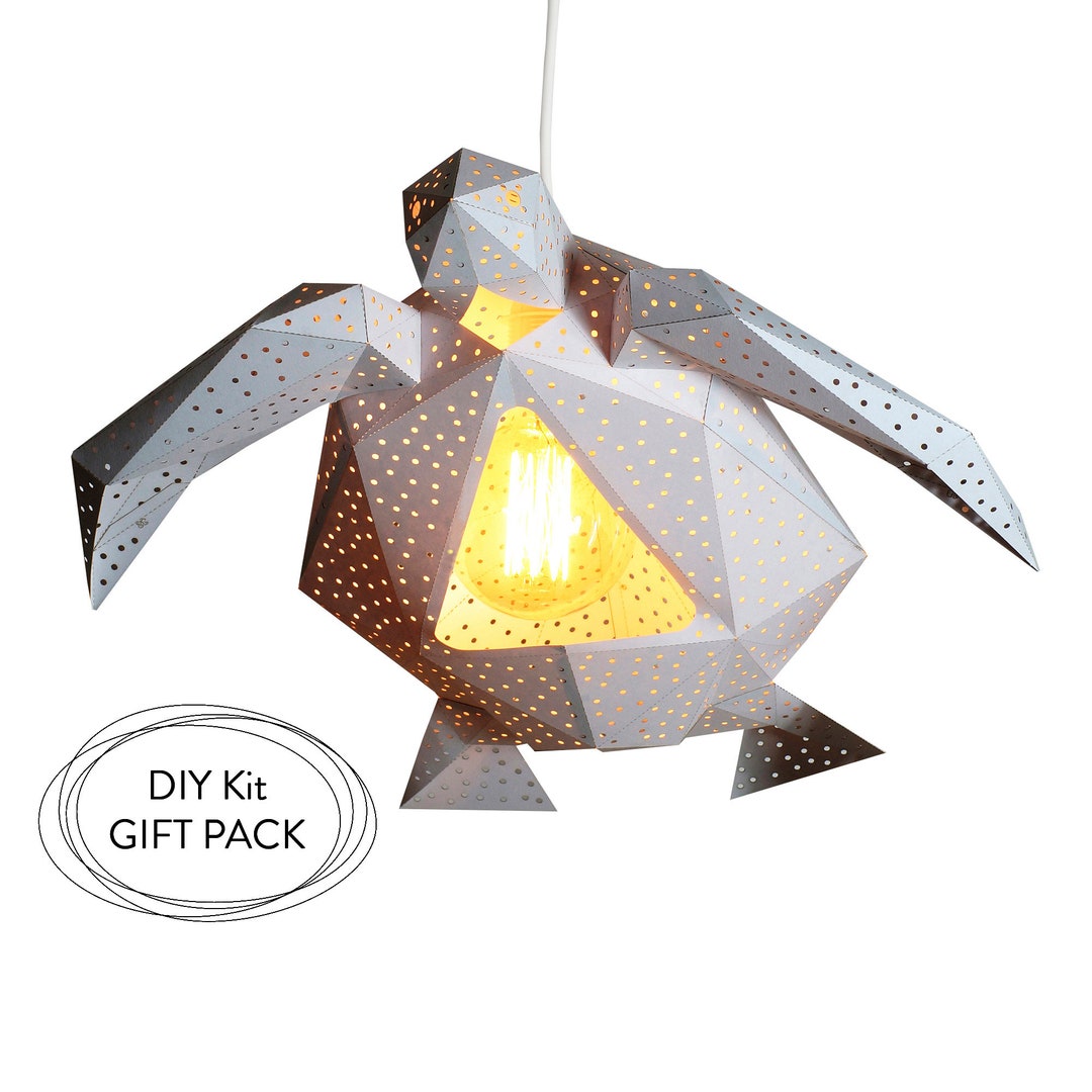 Sea Turtle Geometric Lamp, Origami Lampshade, Paper Lantern, Modern ...