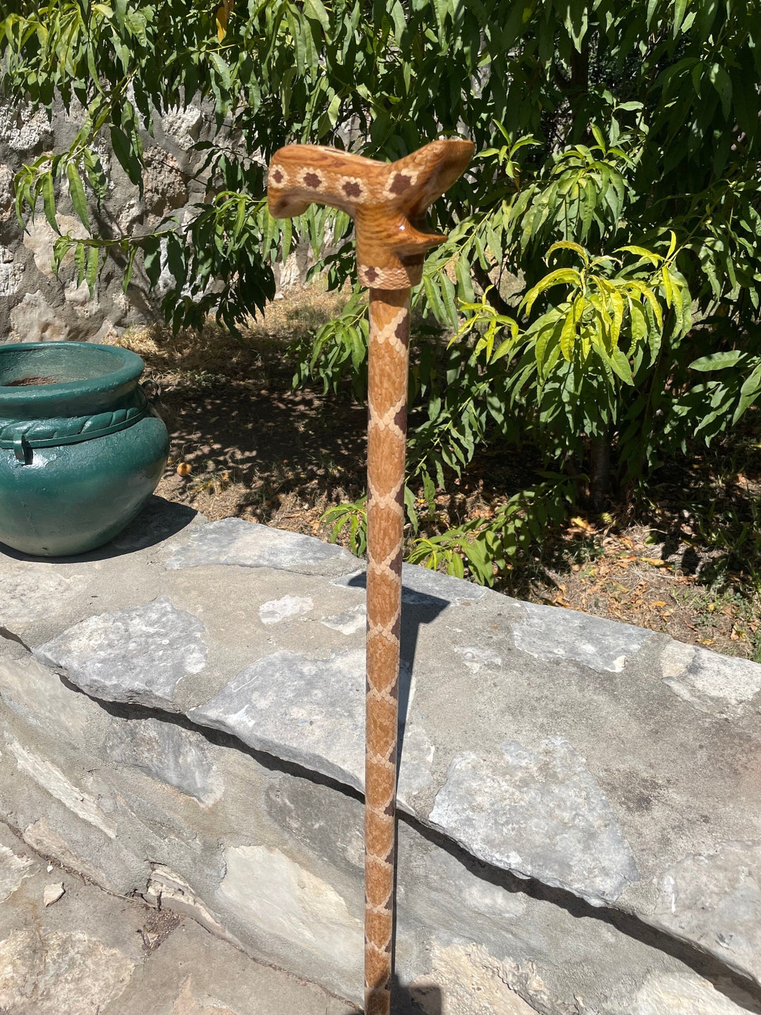 Walking Cane, Snake Skin Walking Cane, Walking Stick, Hand Carved ...