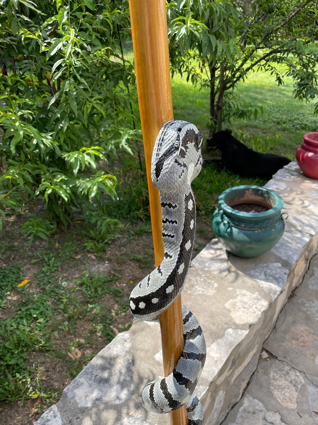 Black Tail Rattlesnake Hand Carved Walking Stick, Snake Hiking Stick ...
