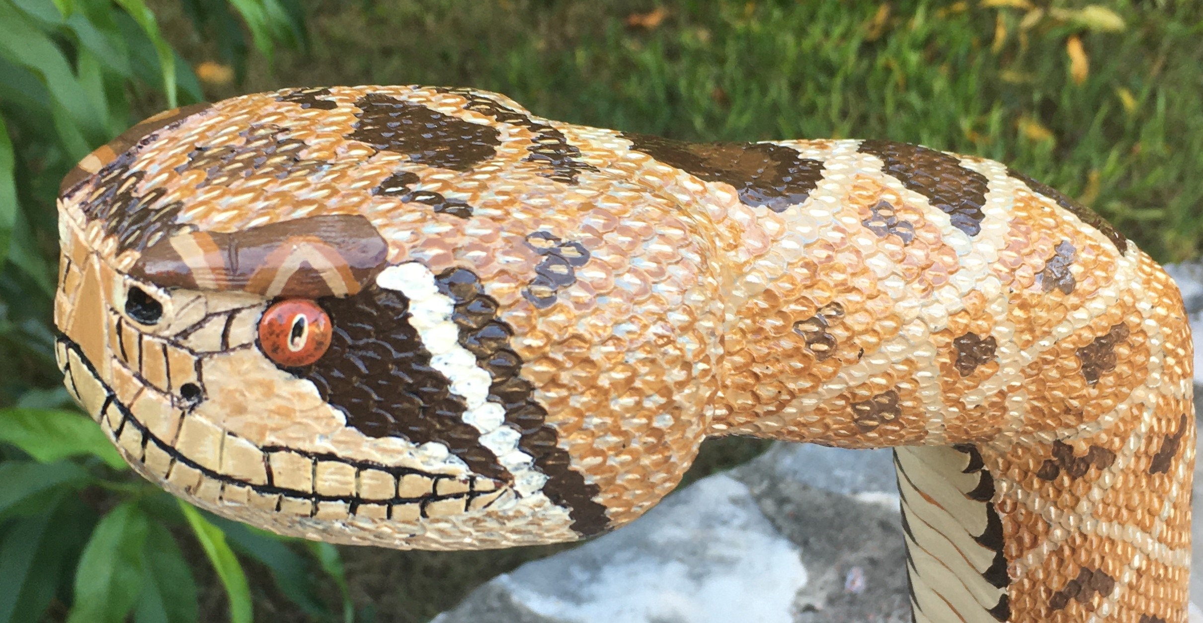 Hand Carved Rattlesnake Walking Cane Made From Eastern Red Cedar, Man ...