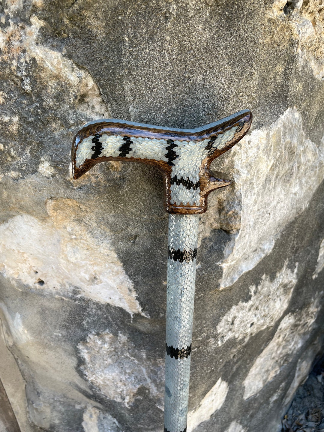 Walking Cane, Snake Skin Walking Cane, Walking Stick,hand Carved ...