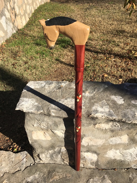 Hand carved walking cane made of eastern red cedar with | Etsy