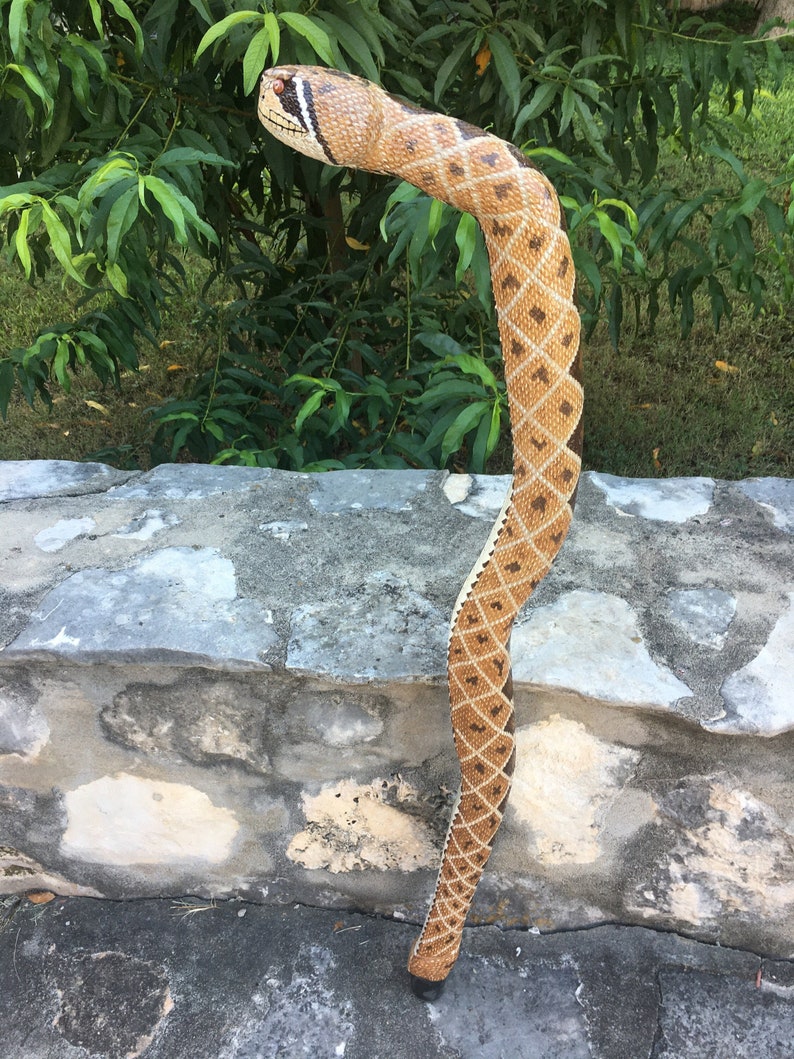 Hand Carved Rattlesnake Walking Cane Made From Eastern Red Cedar, Man ...
