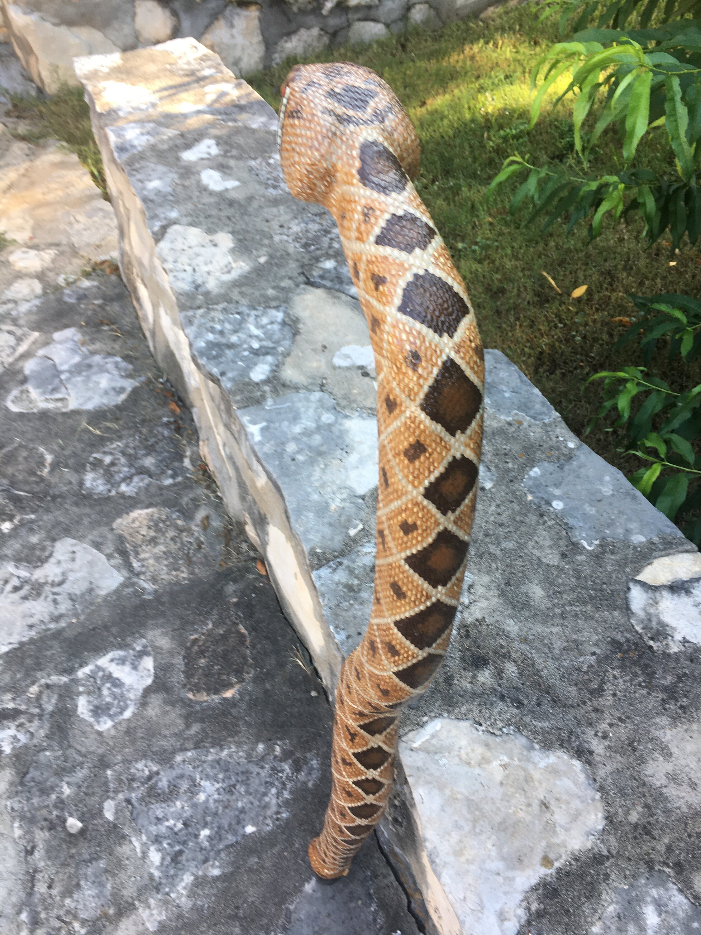 Hand Carved Rattlesnake Walking Cane Made From Eastern Red Cedar, Man ...