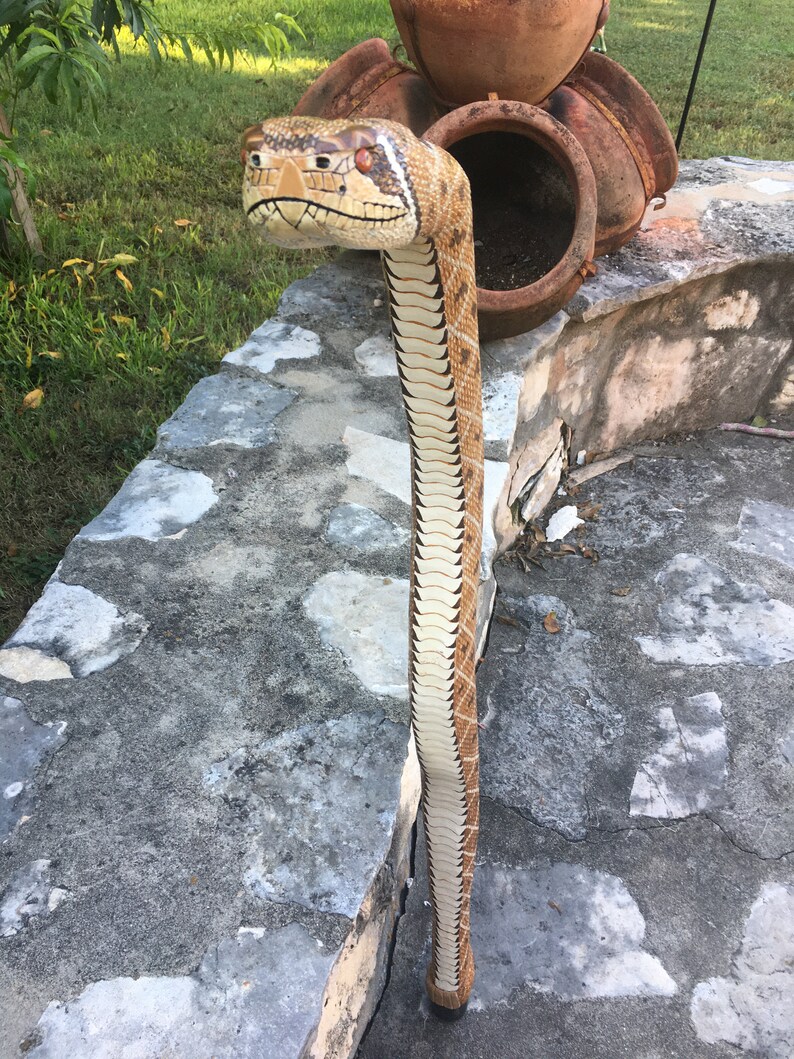 Hand Carved Rattlesnake Walking Cane Made From Eastern Red Cedar, Man ...